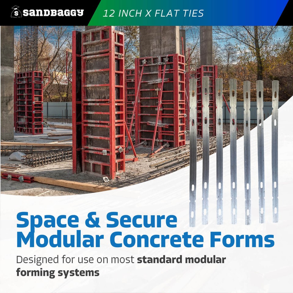 Sandbaggy 12" X Flat Ties For Concrete Forms - 3000 lbs SWL, 2:1 Safety ...