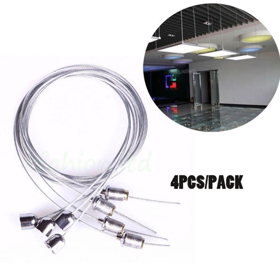 4x LED Panel Hanging Wire Cable Suspended Kits 100cm for Ceiling Light ...