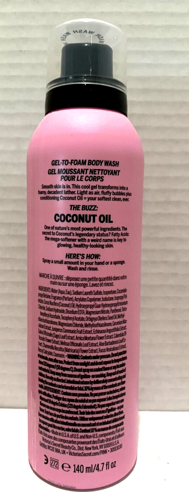 Victorias Secret PINK Coconut Oil BUBBLE Body WASH Gel-to-Foam Shower ...