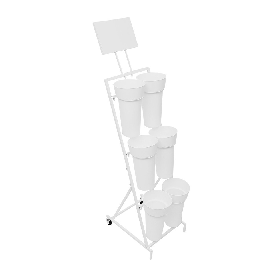 Flower Display Stand with Buckets 3Layers Metal Plant Stand White Frame ...