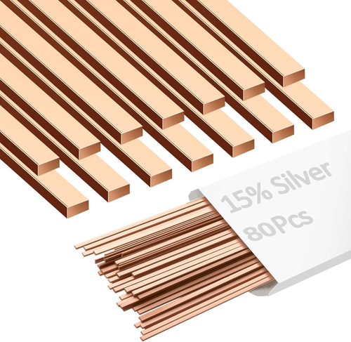 80 Sticks Brazing Rods, 15% Silver Solder, Flat Phos Welding Copper Rod ...