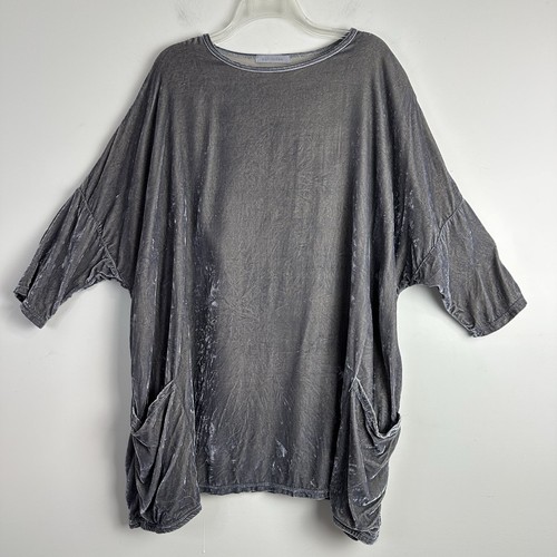 Cut Loose Silk Blend Tunic Top Womens One Size Velvet Gray Pockets ...