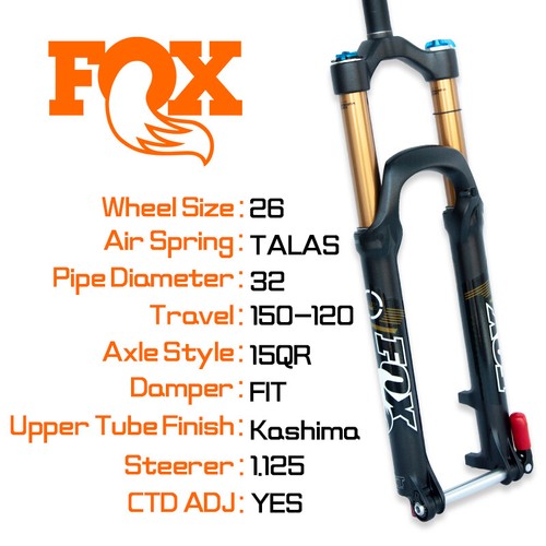 Fox 2015 TALAS 32 Fork KASHIMA 26in F-S 150-120mm CTD 15QR 1.125 39mm ...