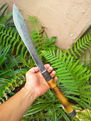 Handmade short-sword machete nessmuk knife 11.6” forged blade, Bamboo ...