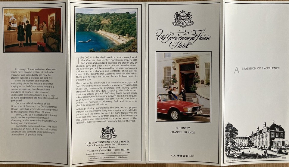 1980s OLD GOVERNMENT HOUSE HOTEL GUERNSEY BROCHURE FOLDER TRAVEL ...