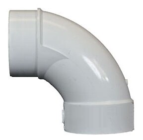 NDS 4" X 4" Spigot X Hub White PVC Long Radius 90D Elbow Solvent Weld ...
