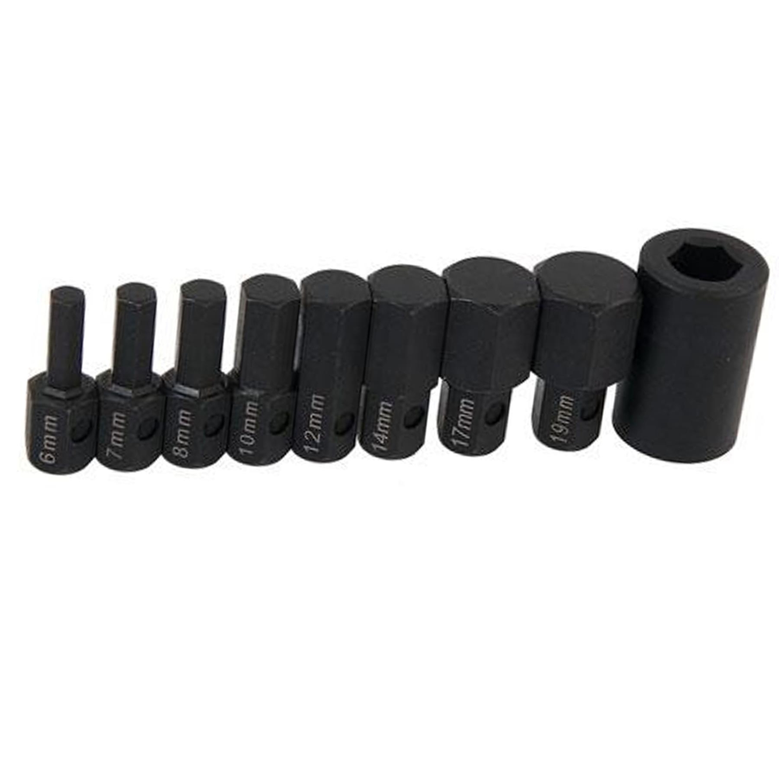 9pc Impact Hex Bit Socket Set 1/2" Drive Hexagon Allen key 6mm - 19mm ...