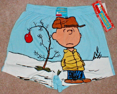 Peanuts 'Merry Christmas Charlie Brown' Boxer Shorts Light Blue Men's ...