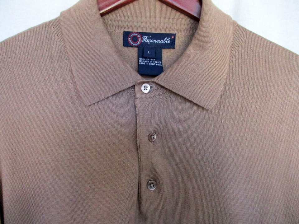 Faconnable Mens Polo Style Sweater Large Brown Lightweight 100% Cotton ...