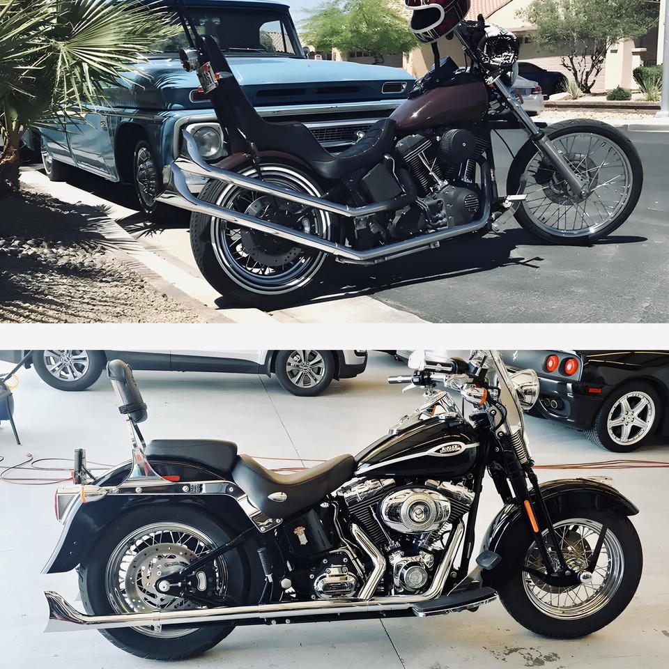 36" Fishtail Muffler | 1.875" | 1.75" Header Pipes | Motorcycle Exhaust ...