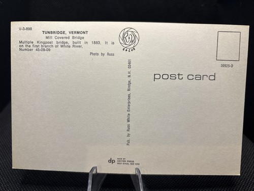 POSTCARD: Mill Covered Bridge Tunbridge Vermont P14 | eBay