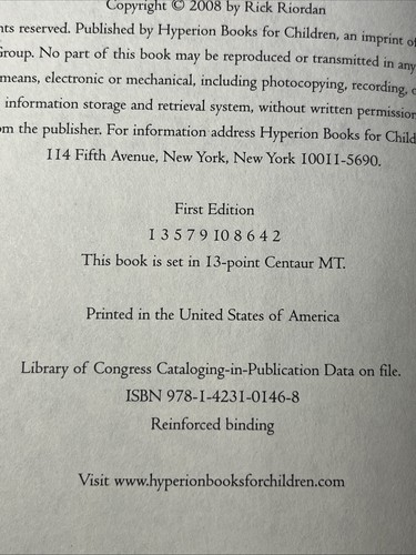 Rick Riordan The Battle of the Labyrinth HC First Edition Percy Jackson ...