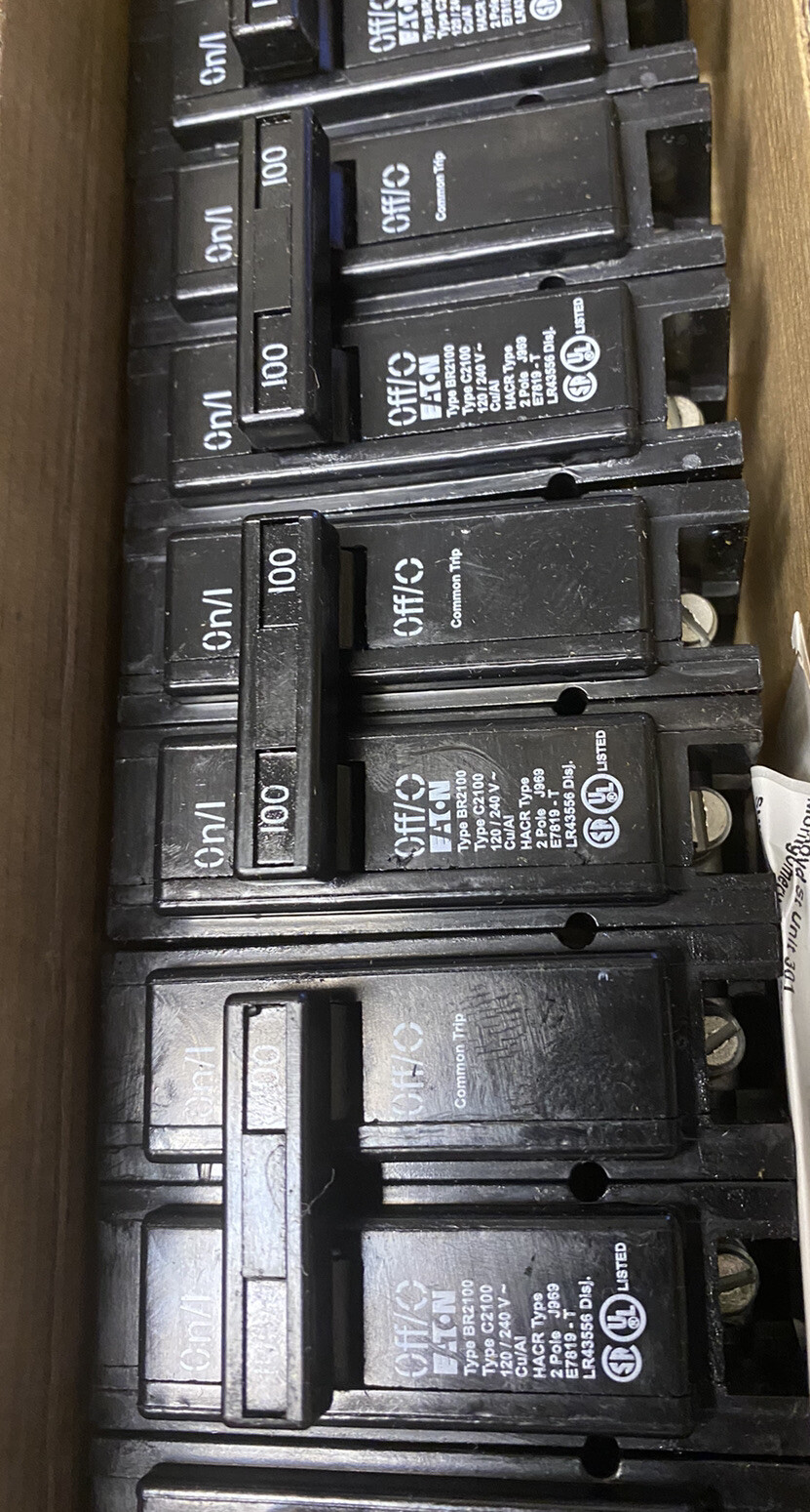 EATON CUTLER HAMMER BR2100 2 Pole 100 AMP Type BR Circuit Breaker Type ...