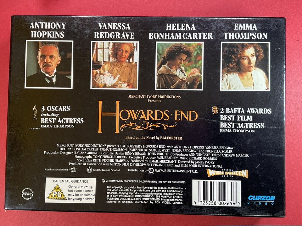 Howards End , VHS Video Boxset, Anthony Hopkins, Cert PG Movie | eBay
