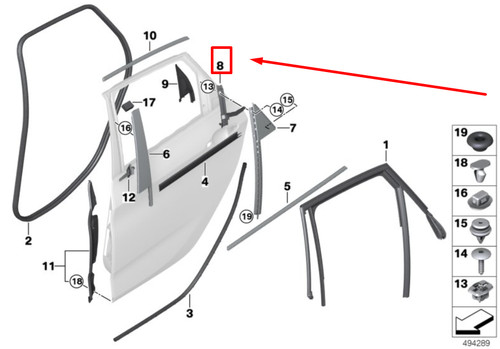 NEW BMW 2 F45 REAR RIGHT DOOR OUTER CORNER TRIM SEAL 51357298858 ...