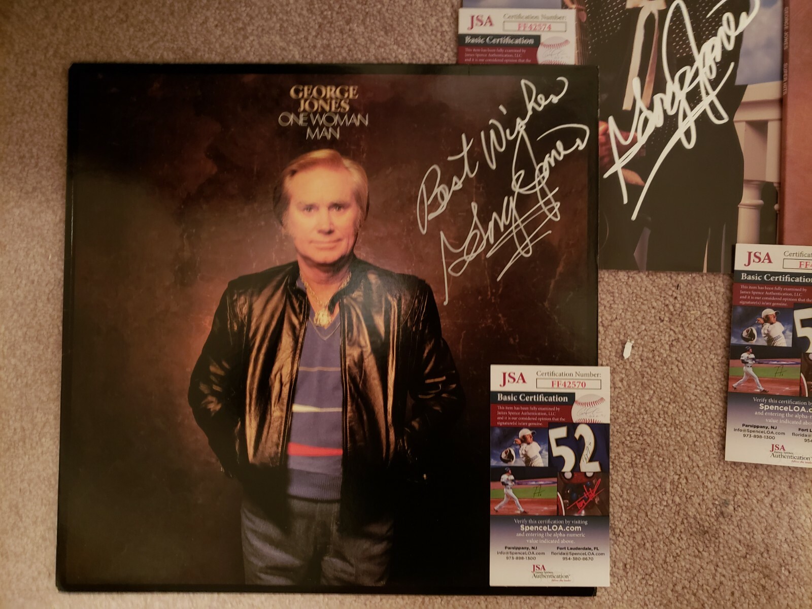 George Jones signed auto lot of 3 1 photo 2 lp PSA JSA COA | eBay