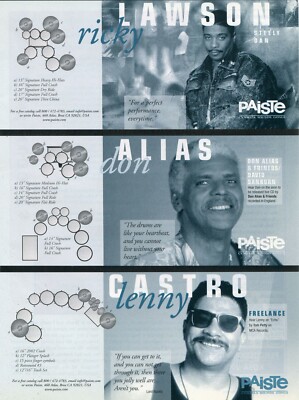 2000 Print Ad of Paiste Drum Cymbal Setup w Lenny Castro Ricky Lawson ...