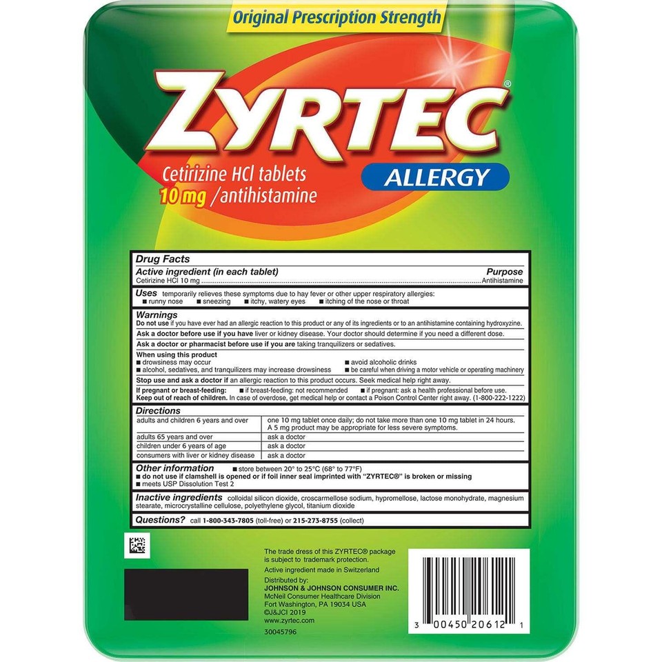 Zyrtec Tablets, 10 Mg (120 Count) 300450206121| eBay
