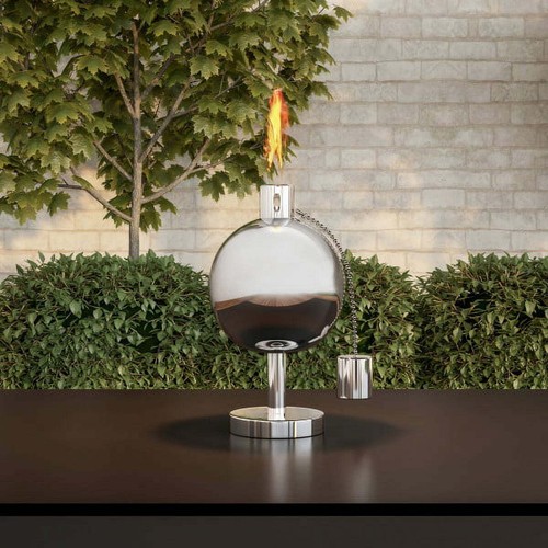 Tabletop Torch Lamp- 10 inch Stainless Steel Outdoor Fuel Canister ...