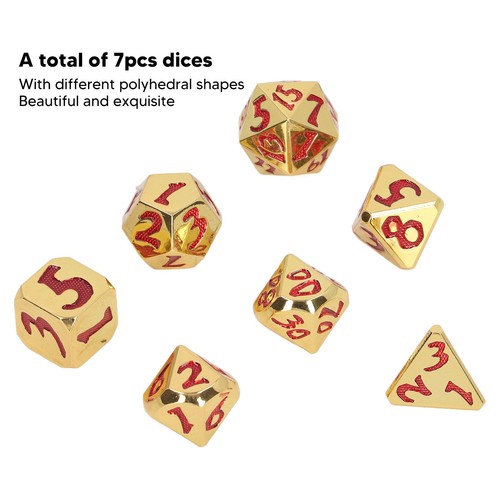 7pcs Metal Dices Clear Numbers Heavy Weight Polyhedral Dice Set For ...