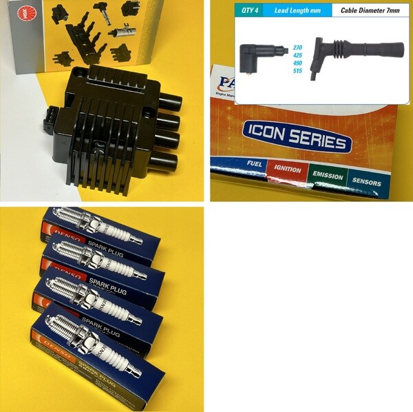 Ignition coil + lead set + plugs for Holden SB BARINA GSi 1.6L 94-98 ...