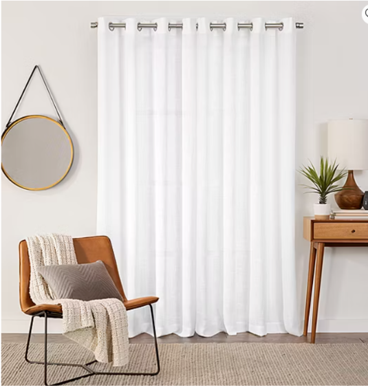 Fieldcrest Arden Cotton Sheer Grommet Panel Curtain White 50in x 84in ...