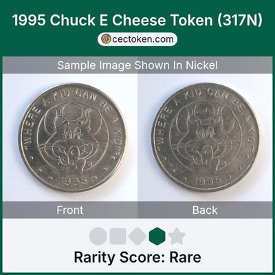 1995 Chuck E Cheese Token (317N) Nickel 25mm Rare | eBay