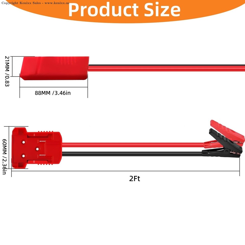 2FT 8AWG Jumper Cables Compatible with Mil.Waukee Batteries,Booster ...