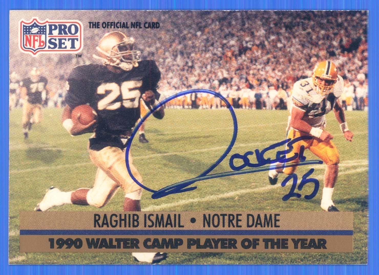 RAGHIB ISMAIL ROCKET Signed/Autographed 1991 Pro Set RC Rookie Card #36 ...