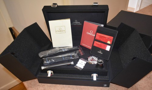 Authentic OEM OMEGA SPEEDMASTER MOONWATCH BOX COMPLETE SET + 2 Straps ...