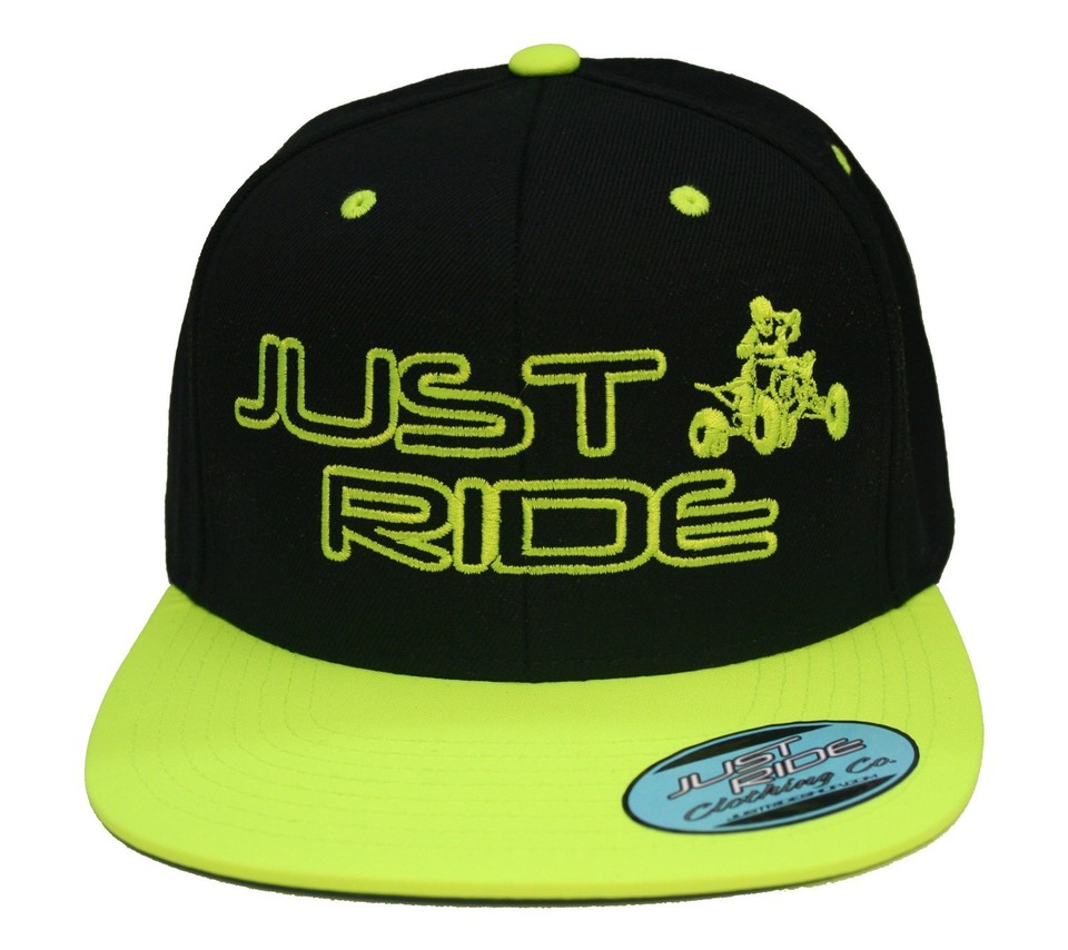 JUST RIDE ATV QUAD HAT FLAT BILL SNAPBACK CAP YFZ KFX KTM Z400 RACE TRX ...