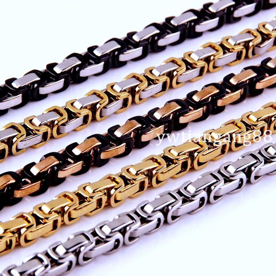 16~40" 4/5/8mm Fashion Stainless Steel Men Womens Byzantine Box Chain ...