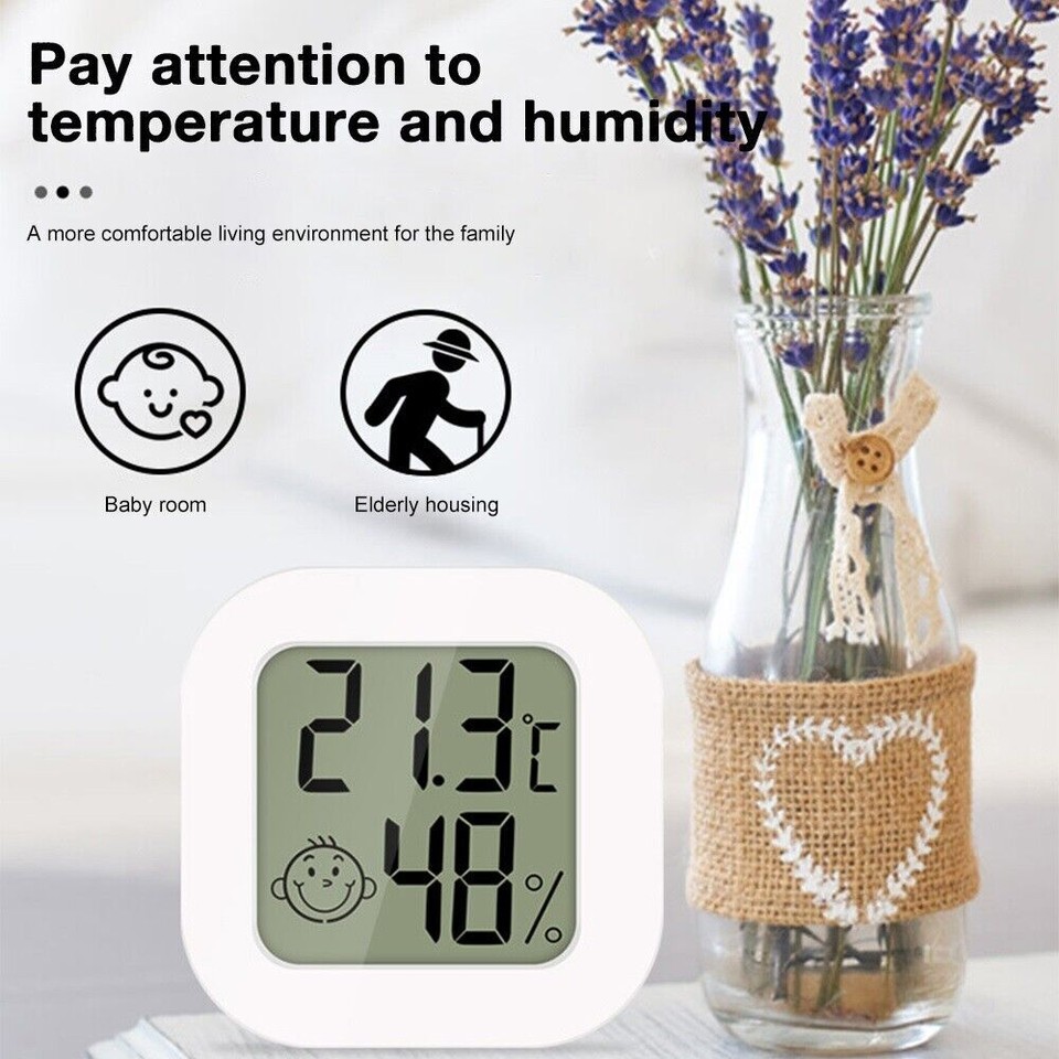 LCD Digital Thermometer Humidity Meter Indoor Room Kitchen Station ...