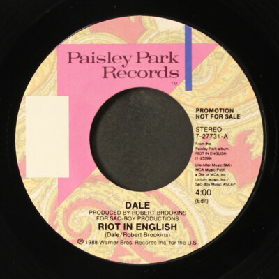 DALE: riot in english / same PAISLEY PARK 7" Single 45 RPM | eBay