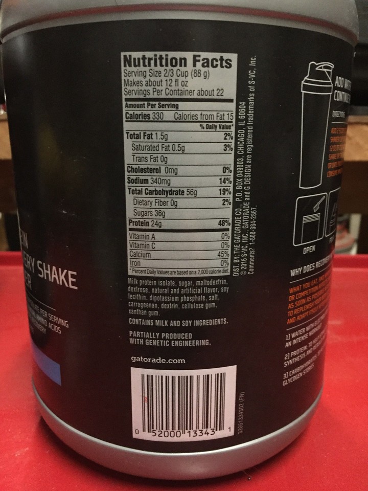 GATORADE PRO RECOVER Protein Recovery Shake Powder-4 lb Bottle- VANILLA ...