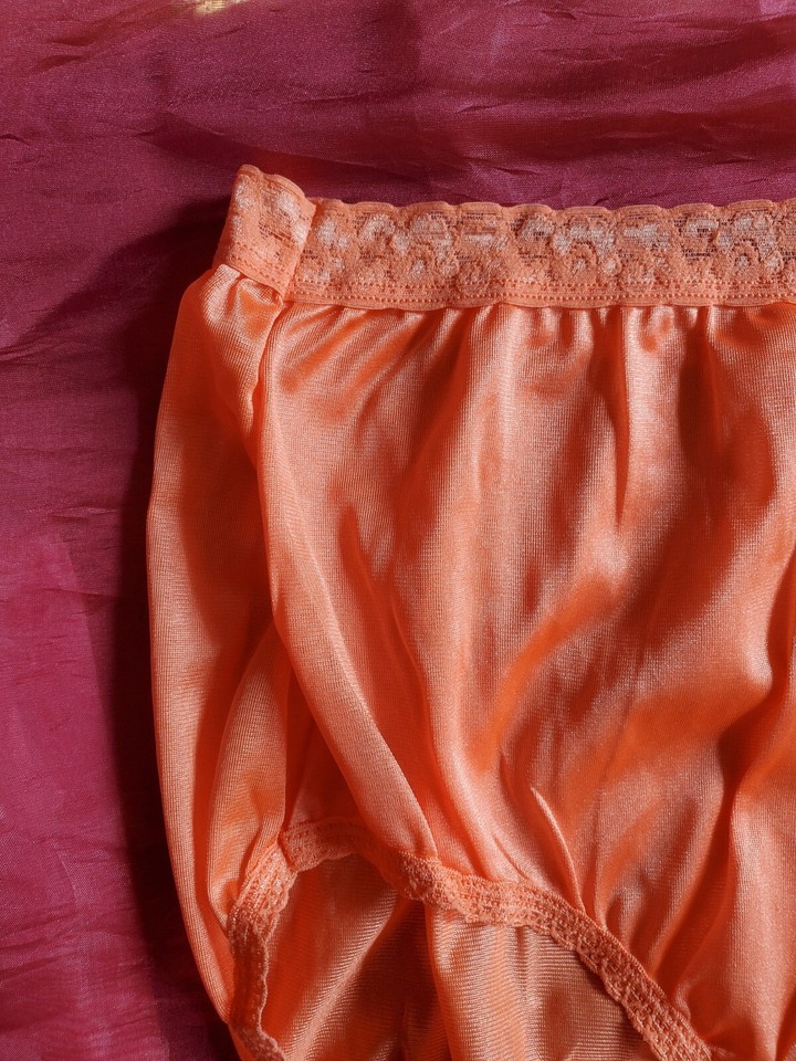Vtg Sheer Panties Shiny Silky Lace Nylon Gusset Sz 8XL Sissy Sexy ...