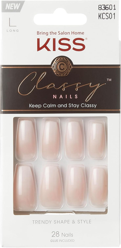 KISS Classy Press on Nails Nail Glue Included Be-You-Tiful' Beige Long ...