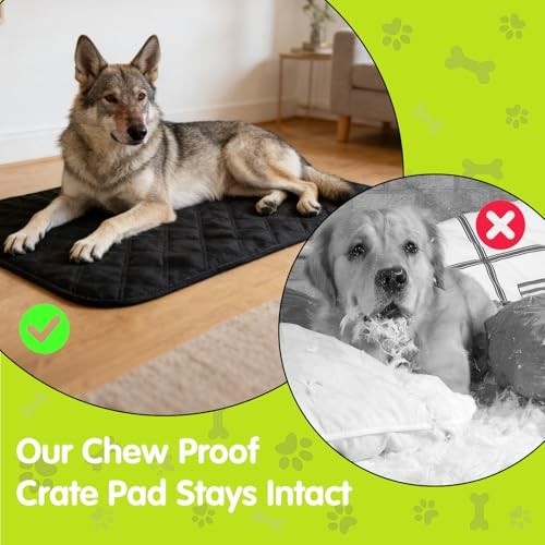 Chew Proof Dog Crate Pad, Indestructible Dog Bed with Military-Grade ...