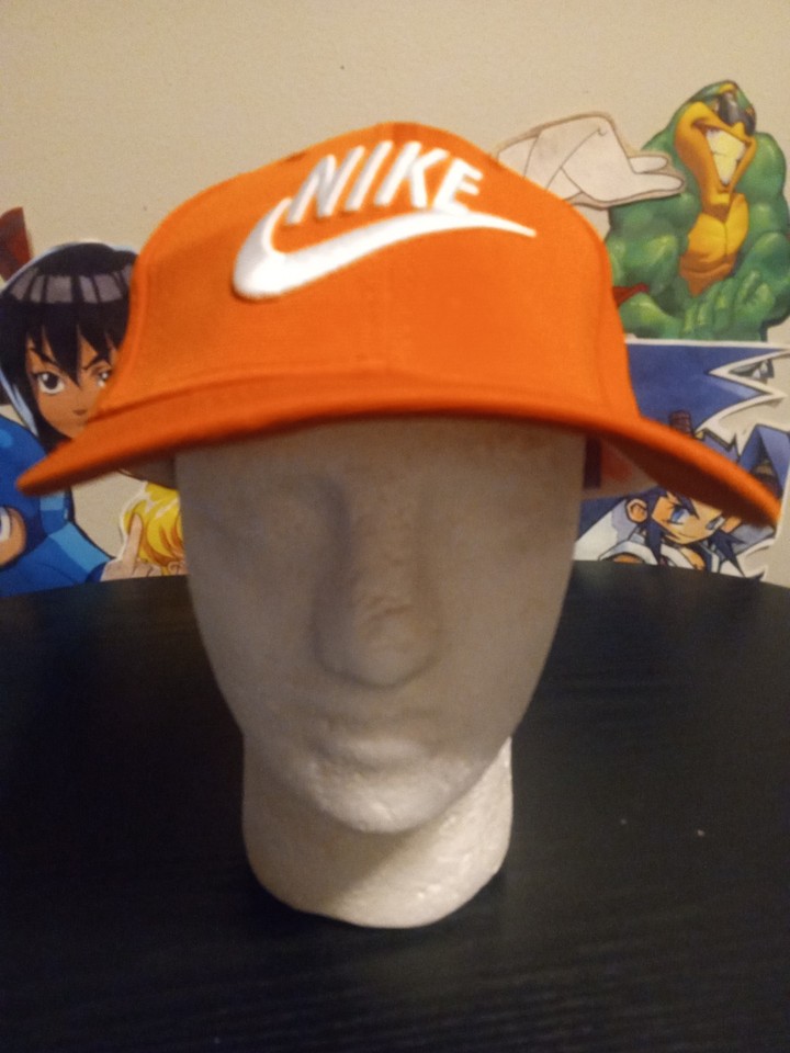 Orange Nike Strap back Hat Cap Embroidered Logo White Swoosh Logo OSFM ...