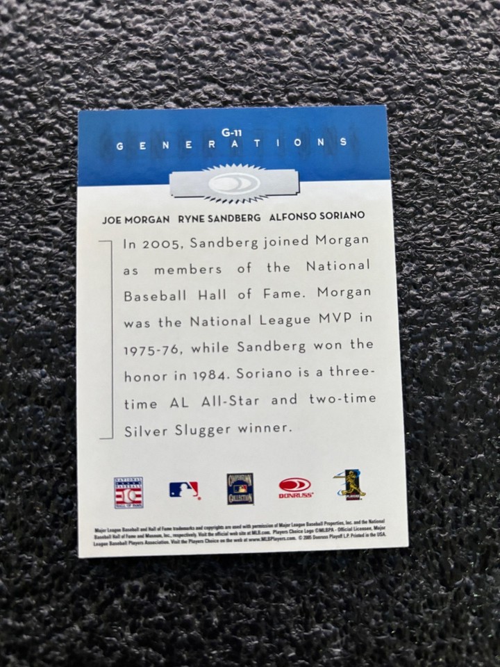 2005 Throwback Threads Generations #G-11 Ryne Sandberg, Joe Morgan ...