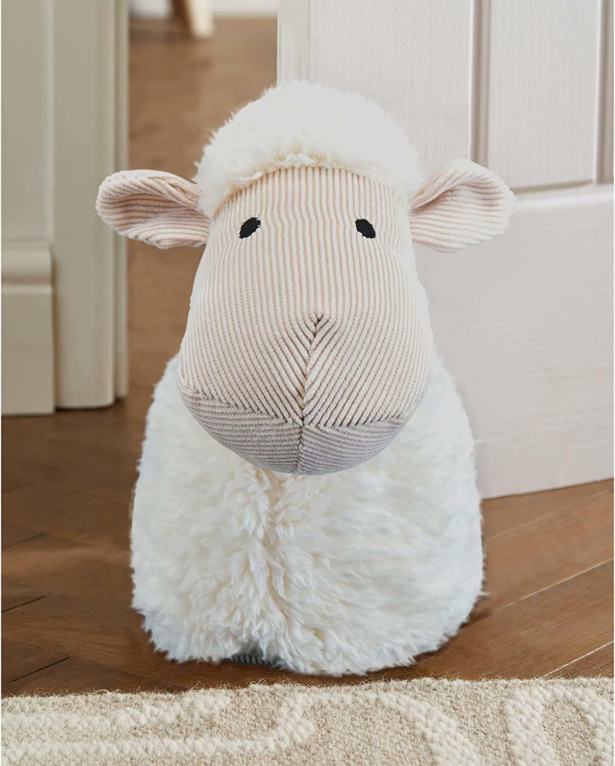 Large Heavy Fabric Animal Novelty Door Stop Stopper Fluffy Sheep | eBay