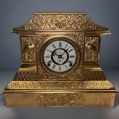 Rare Antique Cast Metal Aesthetic Style Mantel Clock By Kroeber ...