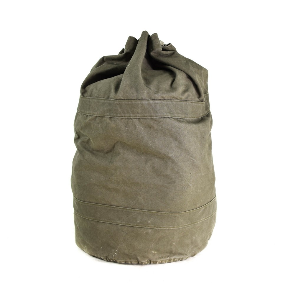 Genuine German army sea sack duffel bag w shoulder straps large w lock ...