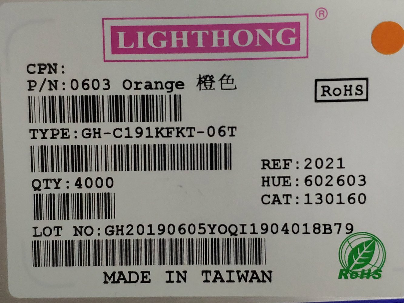 Orange Super Bright C191KFKT SMD LED Light Emitting Diode 0603(1608) 1 ...