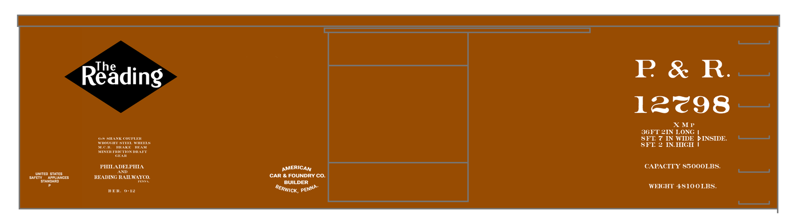 K4 HO Scale Decals Philadelphia & Reading 36 Ft Wood Boxcar Black and ...