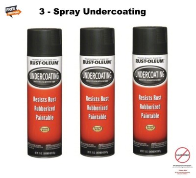3 - Spray Black Rubberized Undercoating Aerosol Cans Stops Rust Formula ...