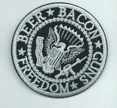 NEW 3" BEER BACON GUNS FREEDOM BIKER PATCH IRON ON PATCH FREE SHIP P1 ...