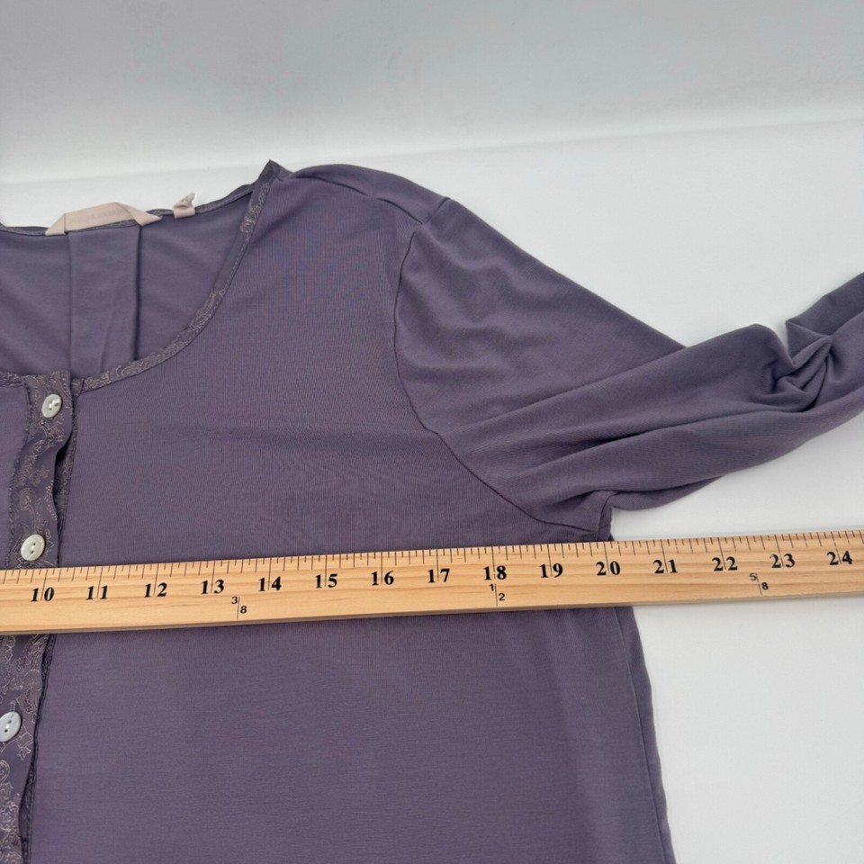 Soft Surroundings Top Women Medium Purple Long Sleeve Lace Stretch ...