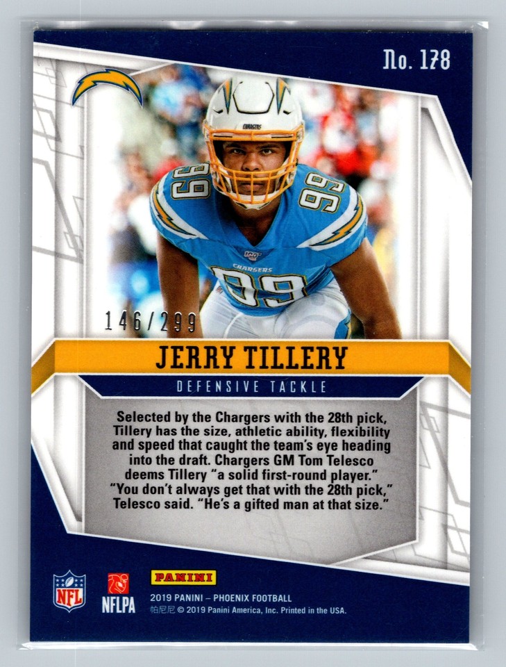 2019 Panini Phoenix Red Jerry Tillery /299 #178 Los Angeles Chargers | eBay