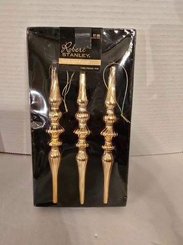 Robert Stanley Home Collection Set of 3 Gold Finial Glass Ornaments ...